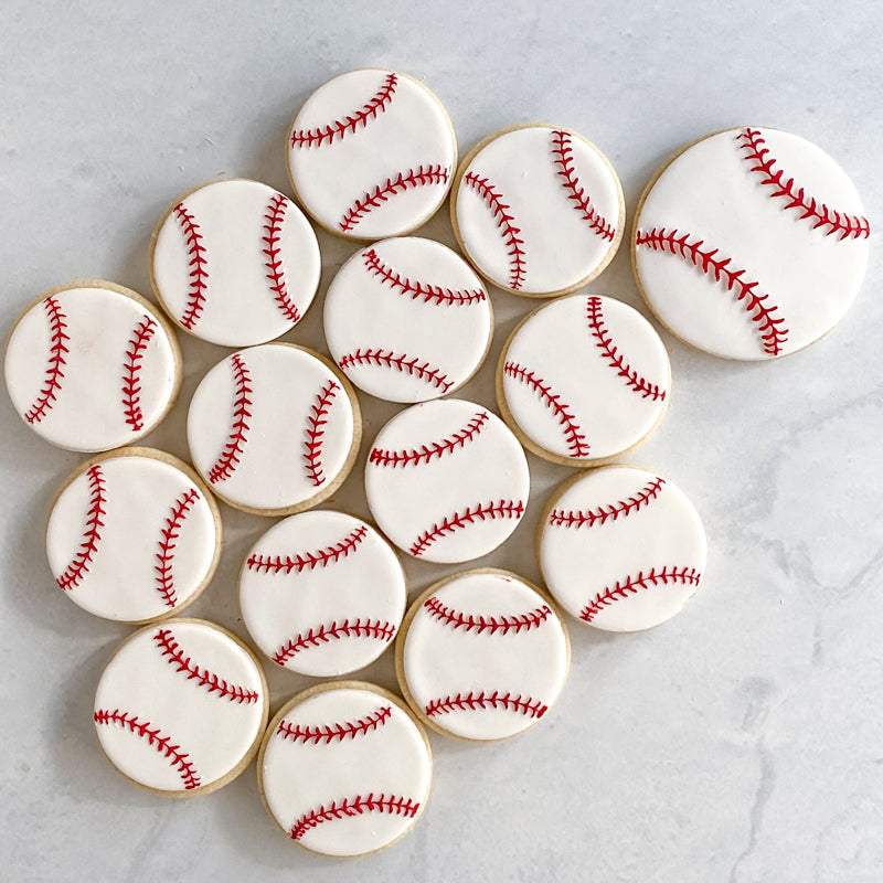 Mini Baseball Sugar Cookies ,Team Gifts, Party Favours– That’s so Sweet